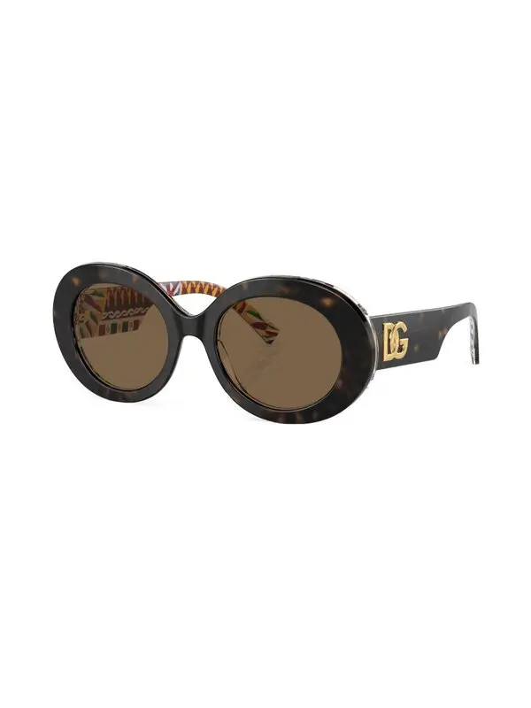 Dolce & Gabbana Carretto-print Round-frame Sunglasses