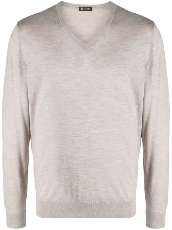 Colombo Fine-knit V-neck Jumper - Neutrals