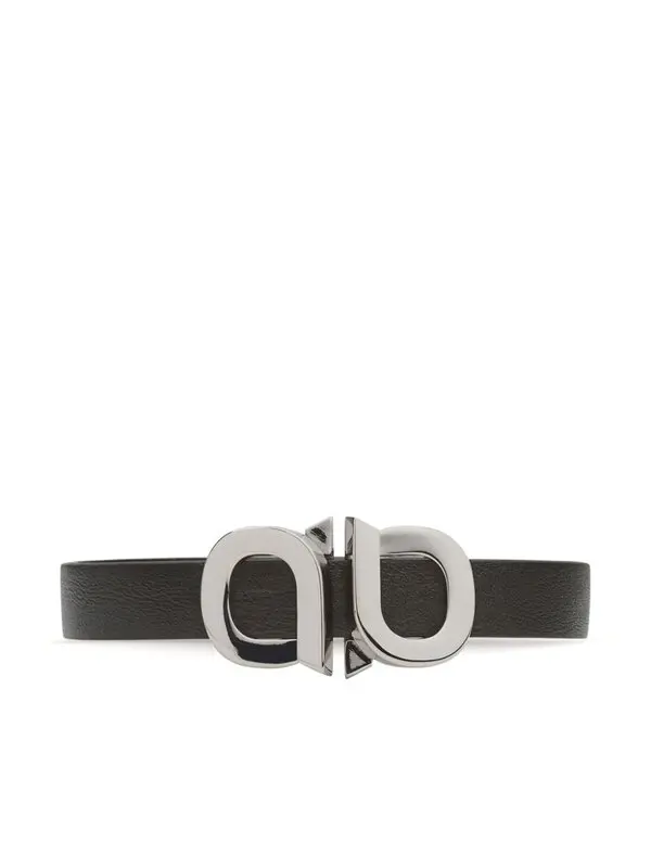 FERRAGAMO Gancini Buckle Leather Bracelet - Black