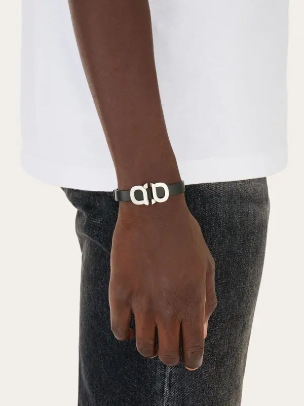 FERRAGAMO Gancini Buckle Leather Bracelet