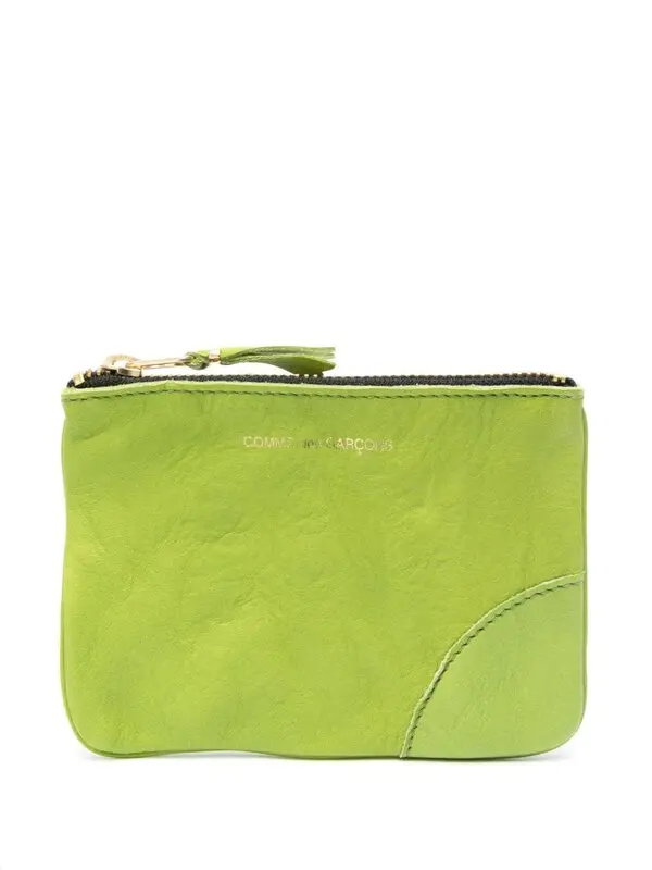 Comme Des Garçons Washed Leather Zip Pouch - Green