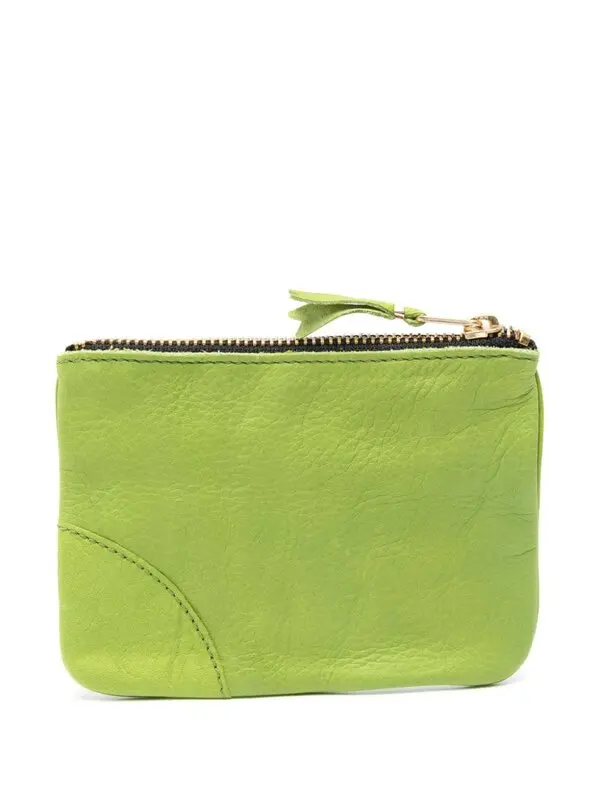 Comme Des Garçons Washed Leather Zip Pouch - Green