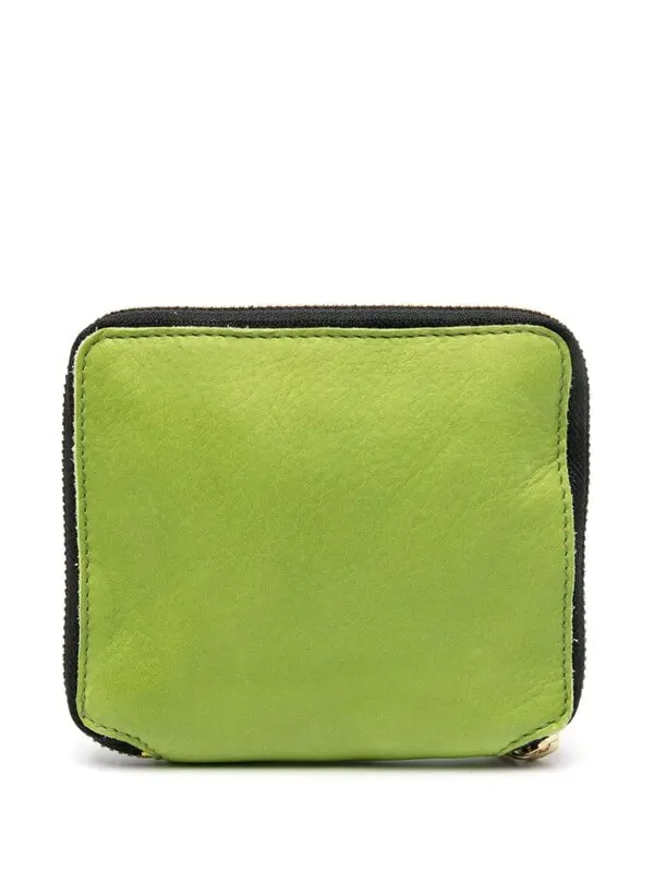 Comme Des Garçons Washed Bi-fold Zip-up Wallet - Green