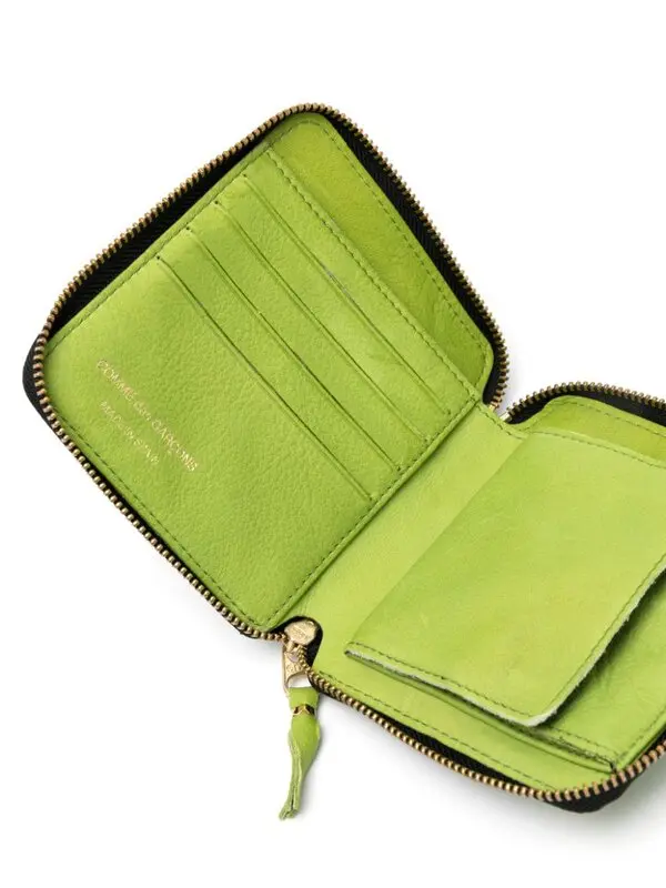 Comme Des Garçons Washed Bi-fold Zip-up Wallet - Green
