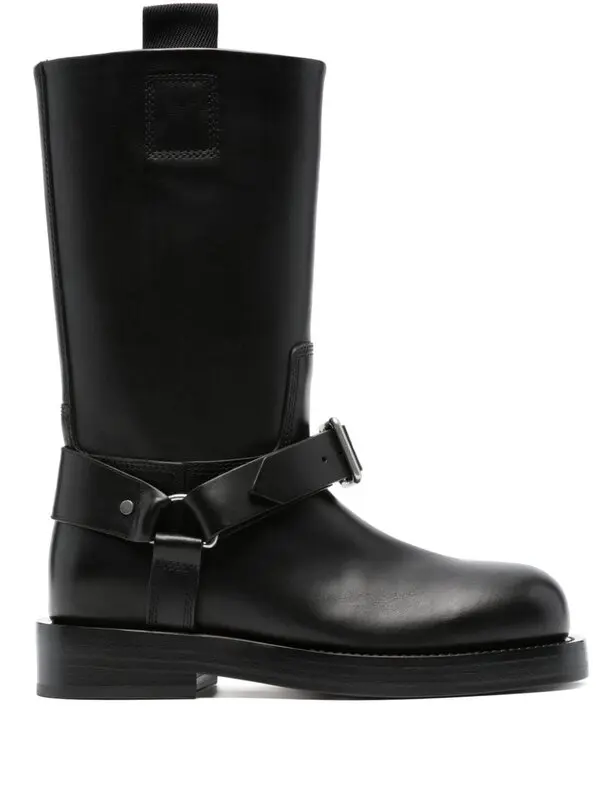 Burberry Buckled-strap Leather Boots