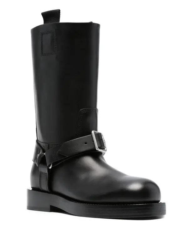 Burberry Buckled-strap Leather Boots