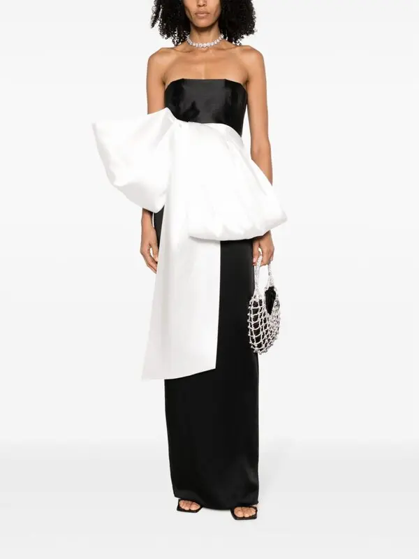 Solace London Nadina Bow-embellished Satin Top