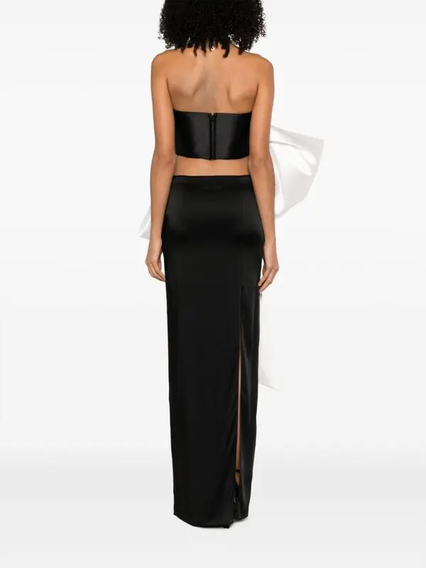 Solace London Nadina Bow-embellished Satin Top