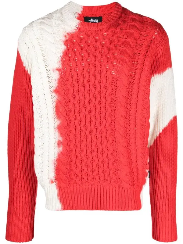StüSsy Tie-Dye Fisherman'S Knit Jumper - Red | Editorialist