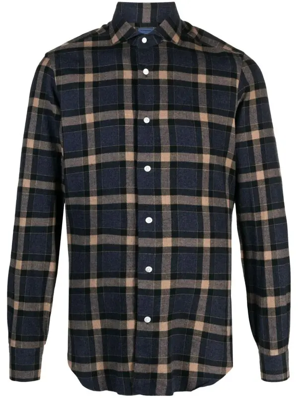 BARBA NAPOLI Checked Long-sleeve Cotton Shirt