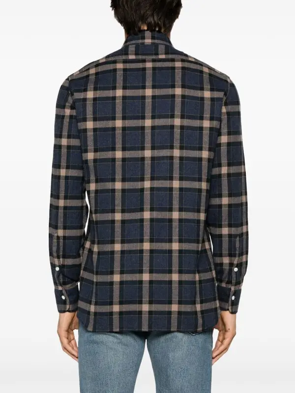 BARBA NAPOLI Checked Long-sleeve Cotton Shirt
