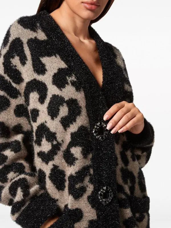 Philipp Plein Leopard-print Lurex Cardigan