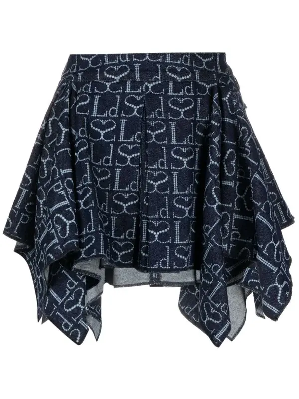 LUDOVIC DE SAINT SERNIN Monogram Asymmetric Miniskirt