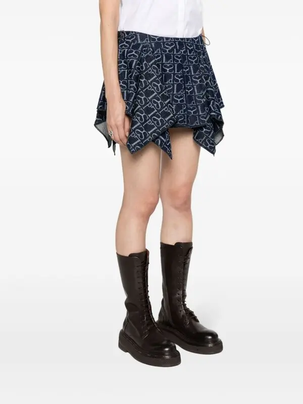 LUDOVIC DE SAINT SERNIN Monogram Asymmetric Miniskirt