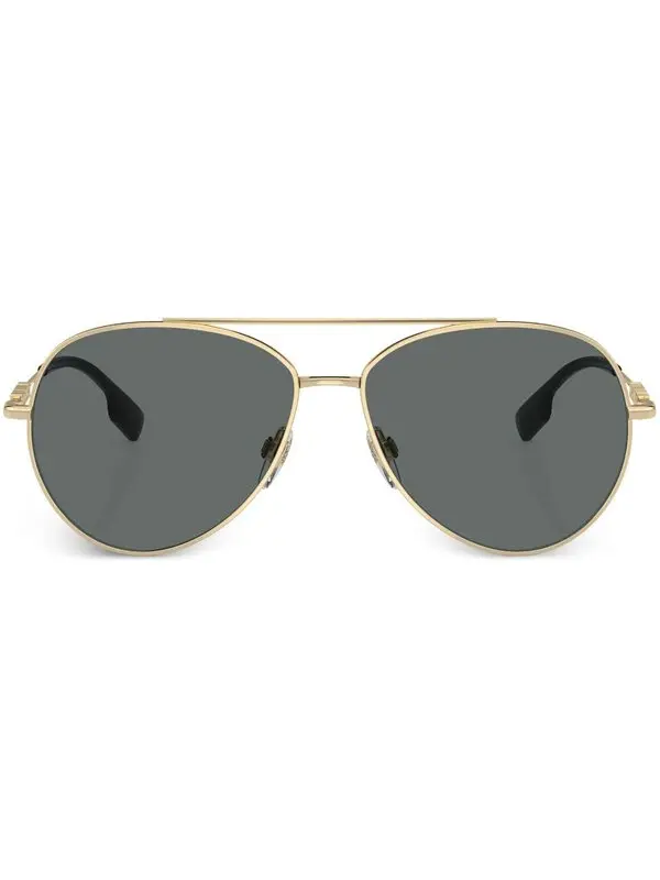 Burberry Logo-plaque Pilot Sunglasses - Gold