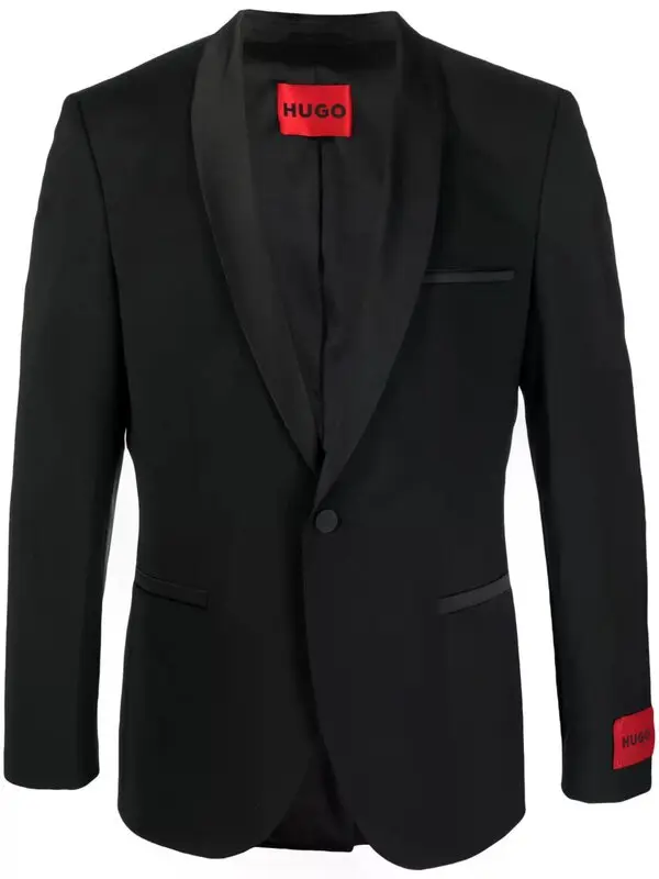 Hugo Single-breasted Tuxedo Blazer - Black