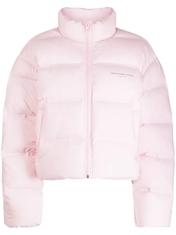 Alexander Wang Reflective-logo Cropped Puffer Jacket - Pink