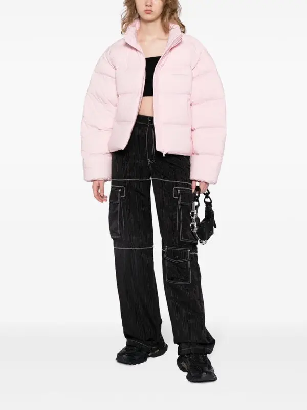 Alexander Wang Reflective-logo Cropped Puffer Jacket - Pink