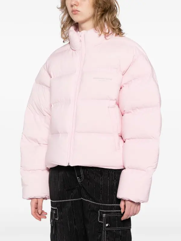 Alexander Wang Reflective-logo Cropped Puffer Jacket - Pink
