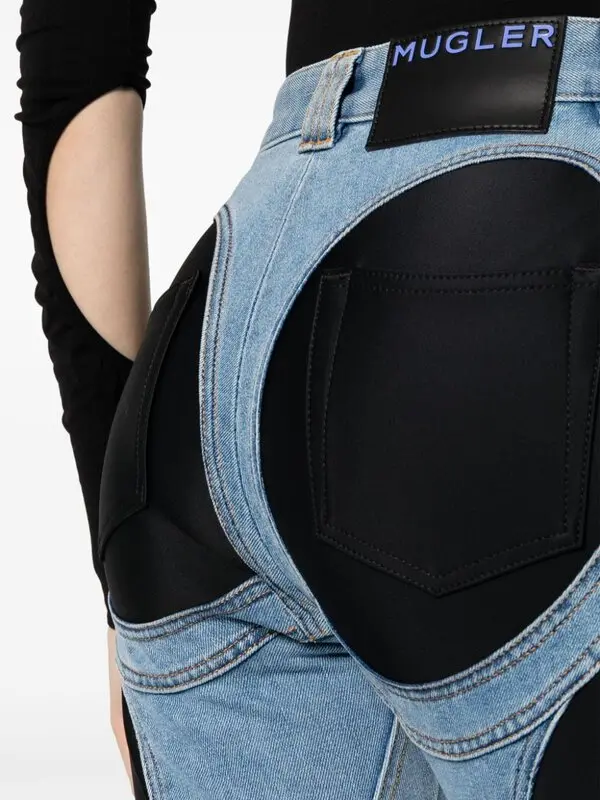 MUGLER　　スパイラルパネルデニムパンツ　イタリア製 38 Mugler Spiral Split-Hem Jeans In Blue - 72% Off | Editorialist