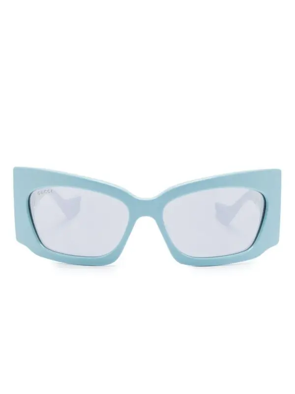 Gucci Geometric-frame Tinted Sunglasses - Blue
