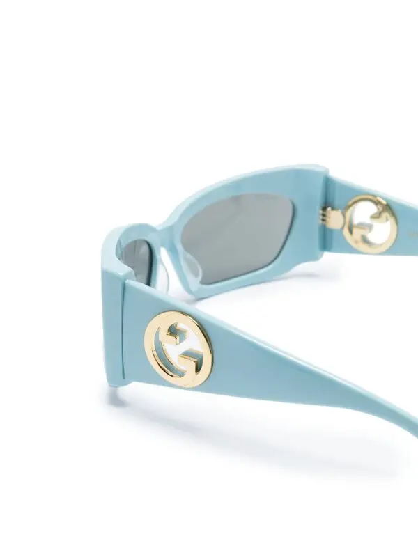 Gucci Geometric-frame Tinted Sunglasses - Blue