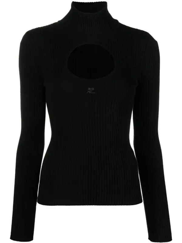COURREGES Logo-embroidered Cut-out Jumper