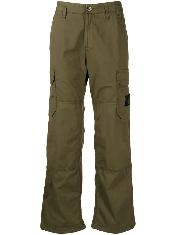 Stone Island Compass-appliqué Cargo Trousers - Green