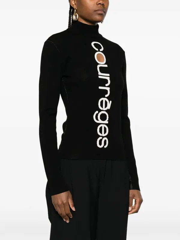 COURREGES Logo-intarsia Cut-out Jumper