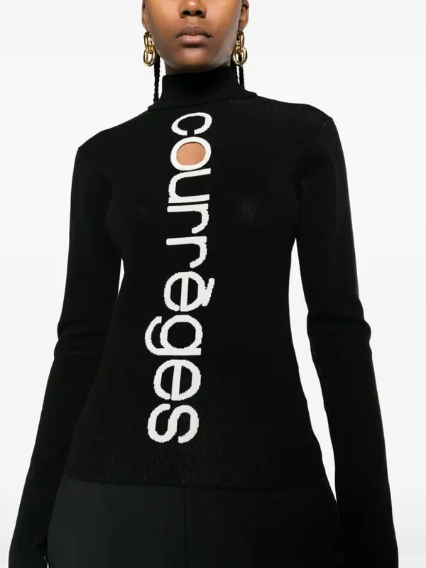 COURREGES Logo-intarsia Cut-out Jumper