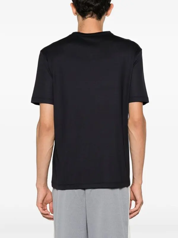 Emporio Armani Logo-embroidered Cotton T-shirt - Blue