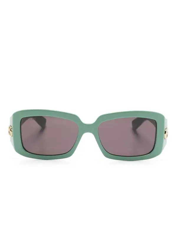Gucci Icon Gg Rectangle-frame Sunglasses - Green