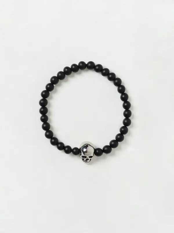 Alexander McQueen Bracelet With Metal Skull - Black