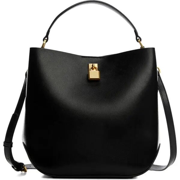 Mango Padlock Faux Leather Shopper Bag