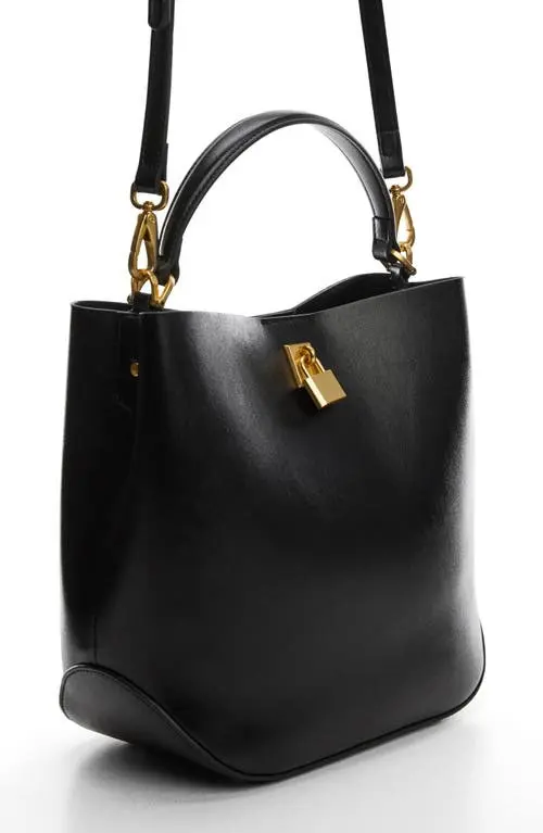 Mango Padlock Faux Leather Shopper Bag
