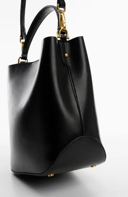 Mango Padlock Faux Leather Shopper Bag