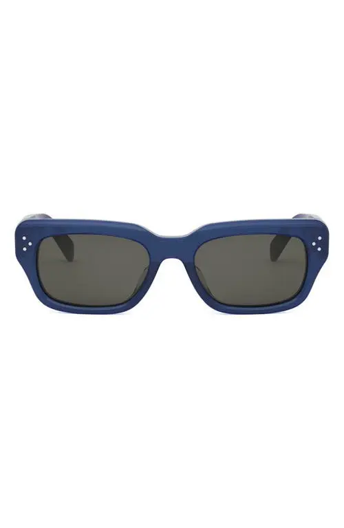 Celine Bold 3 Dots 54mm Rectangular Sunglasses - Shiny Blue/smoke