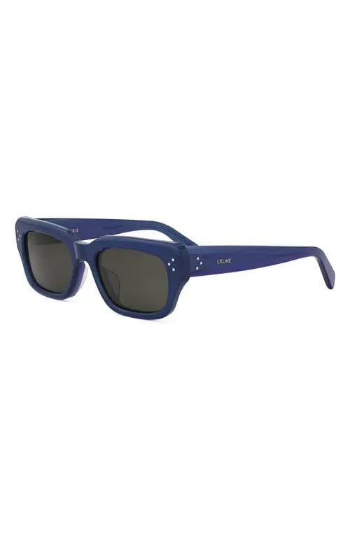 Celine Bold 3 Dots 54mm Rectangular Sunglasses - Shiny Blue/smoke