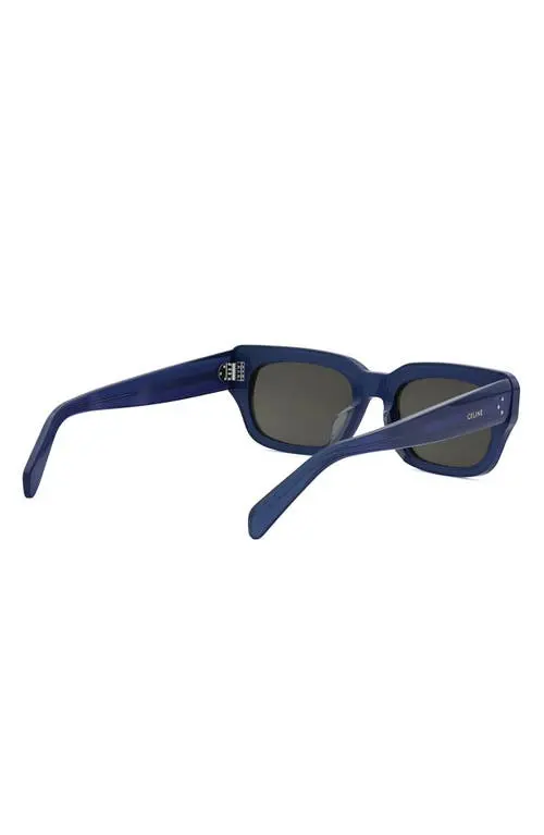 Celine Bold 3 Dots 54mm Rectangular Sunglasses - Shiny Blue/smoke