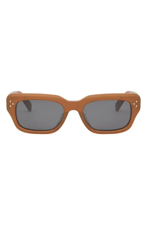 Celine Bold 3 Dots 54mm Rectangular Sunglasses - Shiny Light Brown / Smoke
