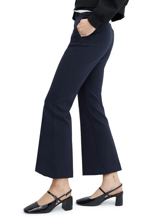 Mango Flare Leg Ankle Pants - Navy