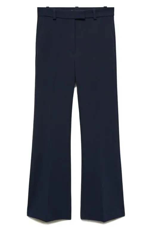 Mango Flare Leg Ankle Pants - Navy