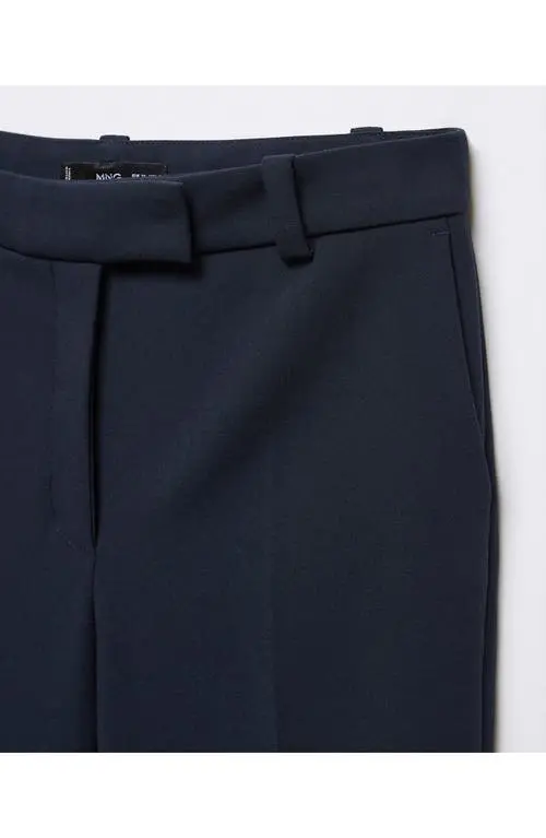 Mango Flare Leg Ankle Pants - Navy