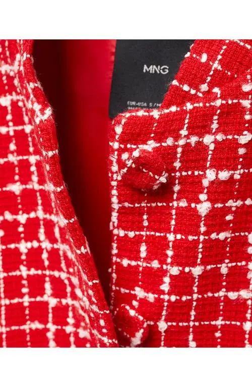 Mango Check Tweed Bomber Jacket