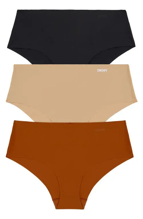 Dkny Litewear Cut Anywear 3-pack Hipster Panties - Black/glow/copper