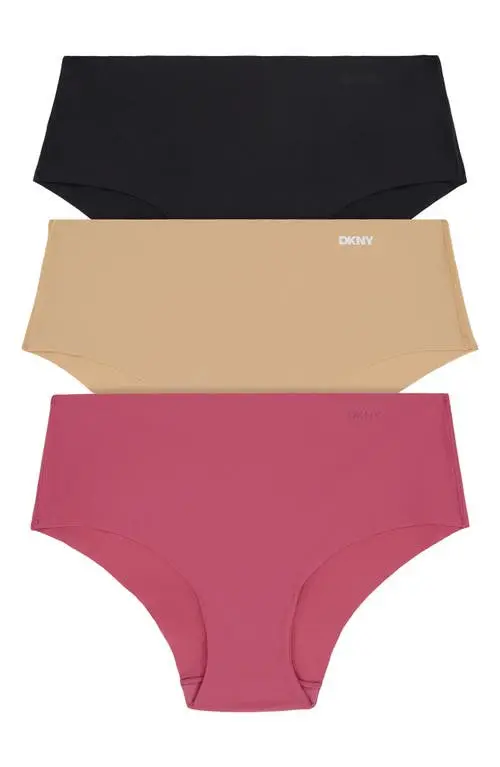 Dkny Litewear Cut Anywear 3-pack Hipster Panties - Black/glow/desert Palm Print