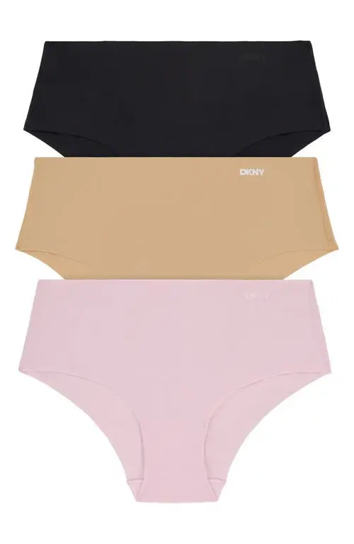 Dkny Litewear Cut Anywear 3-pack Hipster Panties - Black/glow/lilac Snow
