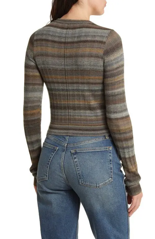 RE/DONE Space Dye Stripe Rib Crop Wool Cardigan