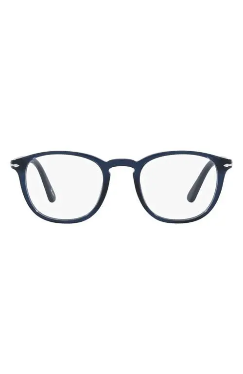 Persol 49mm Round Frame Eyeglasses - Trans Blue