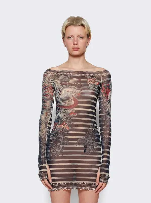 jean paul gaultier tattoo mini dress Jean Paul Gaultier Mariniere Tattoo Short Boat Neck Dress  Antidote  Fashion and Lifestyle